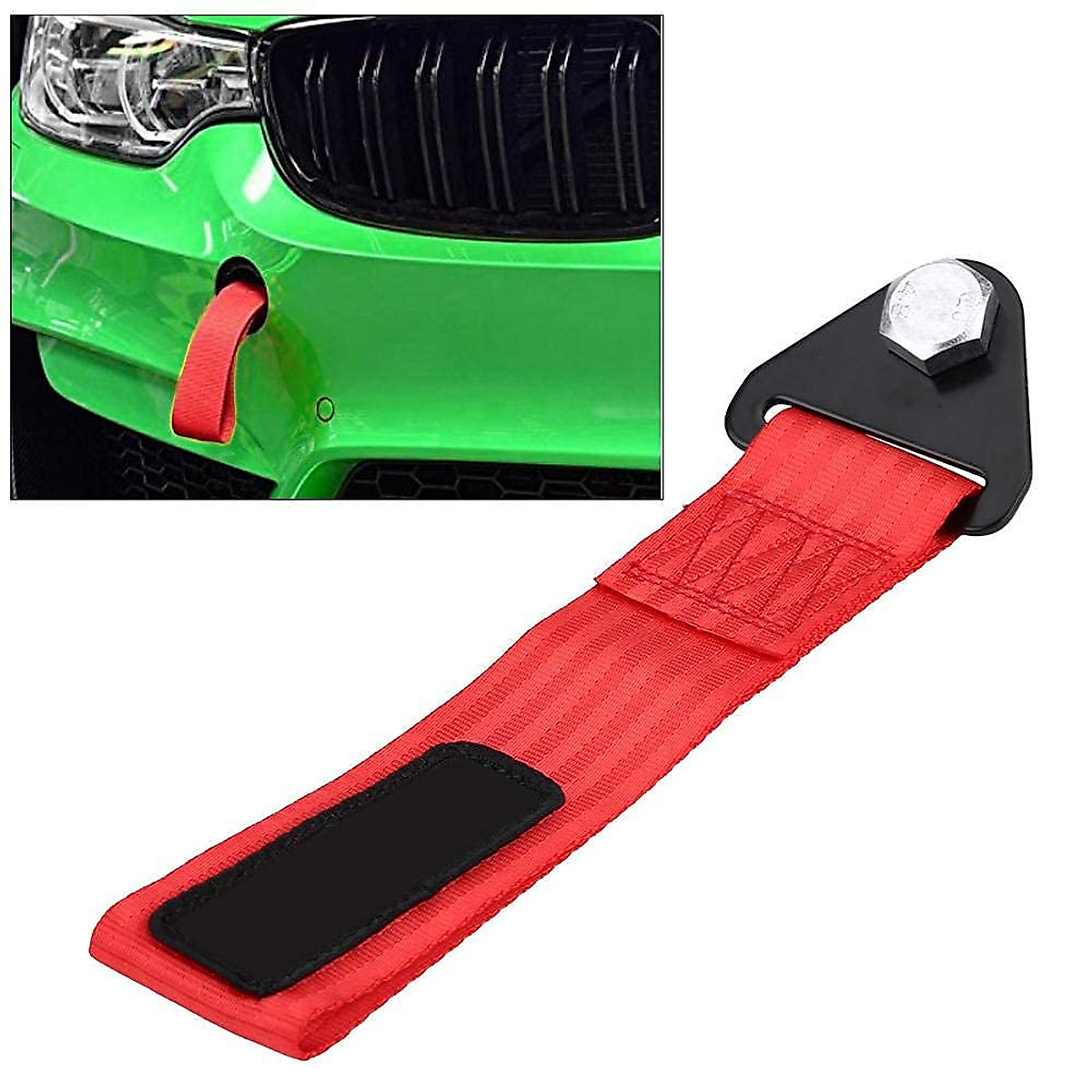 Aramox Tow Strap, Universal High Strength Racing Car Tow Strap Tow Rope for Front Rear Bumper Towing Hook (Red)