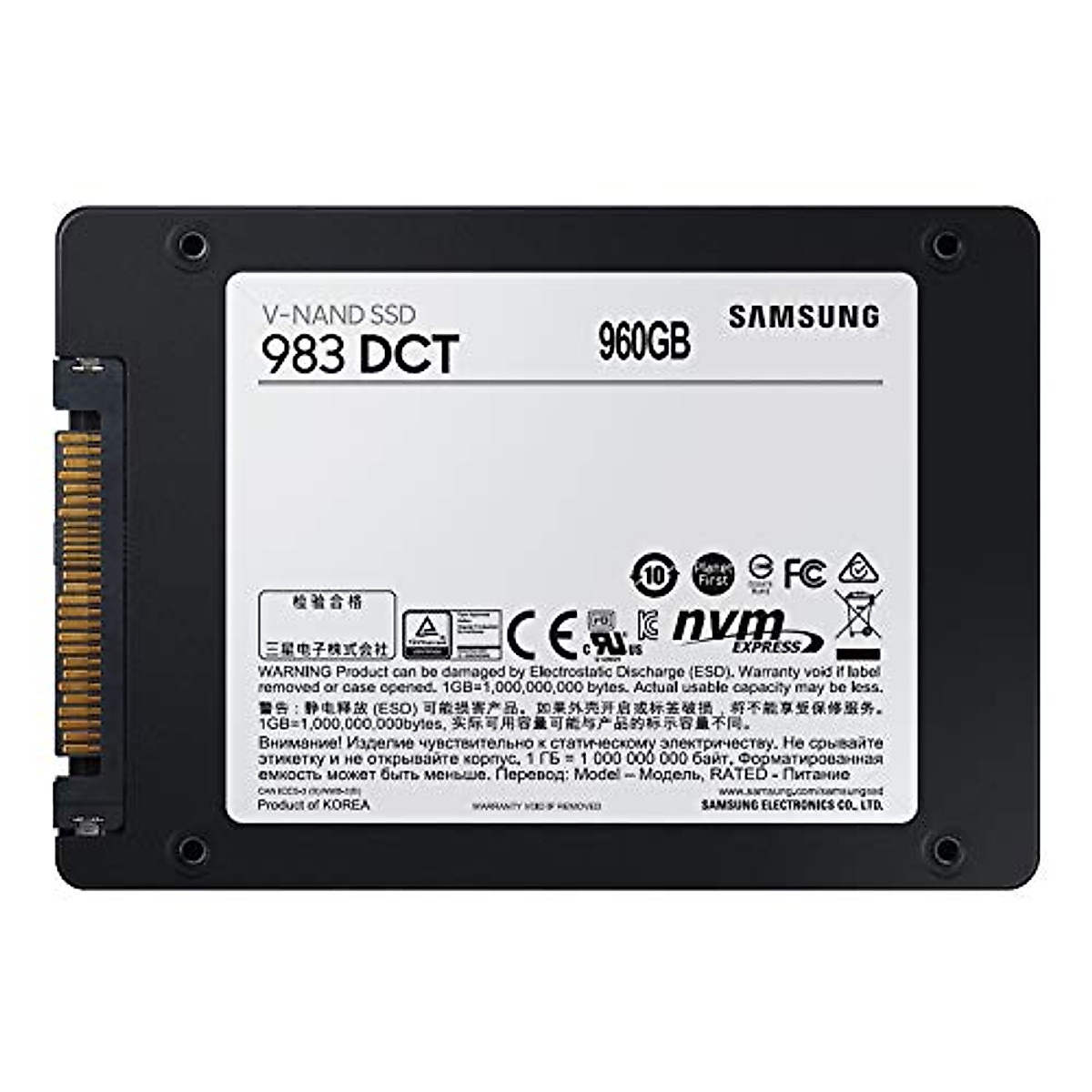Samsung 983 DCT Series SSD 1.92TB - PCIe NVMe 2.5” 7mm Interface Internal Solid State Drive with V-NAND Technology for Business (MZ-QLB1T9NE), Black