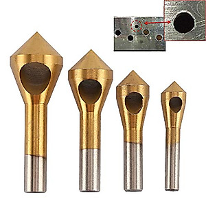 4pcs Countersink Chamfer Tool Deburring Tool Set Metal Wood Drill Bits for Wood, PVC board, Aluminum, Insulation board