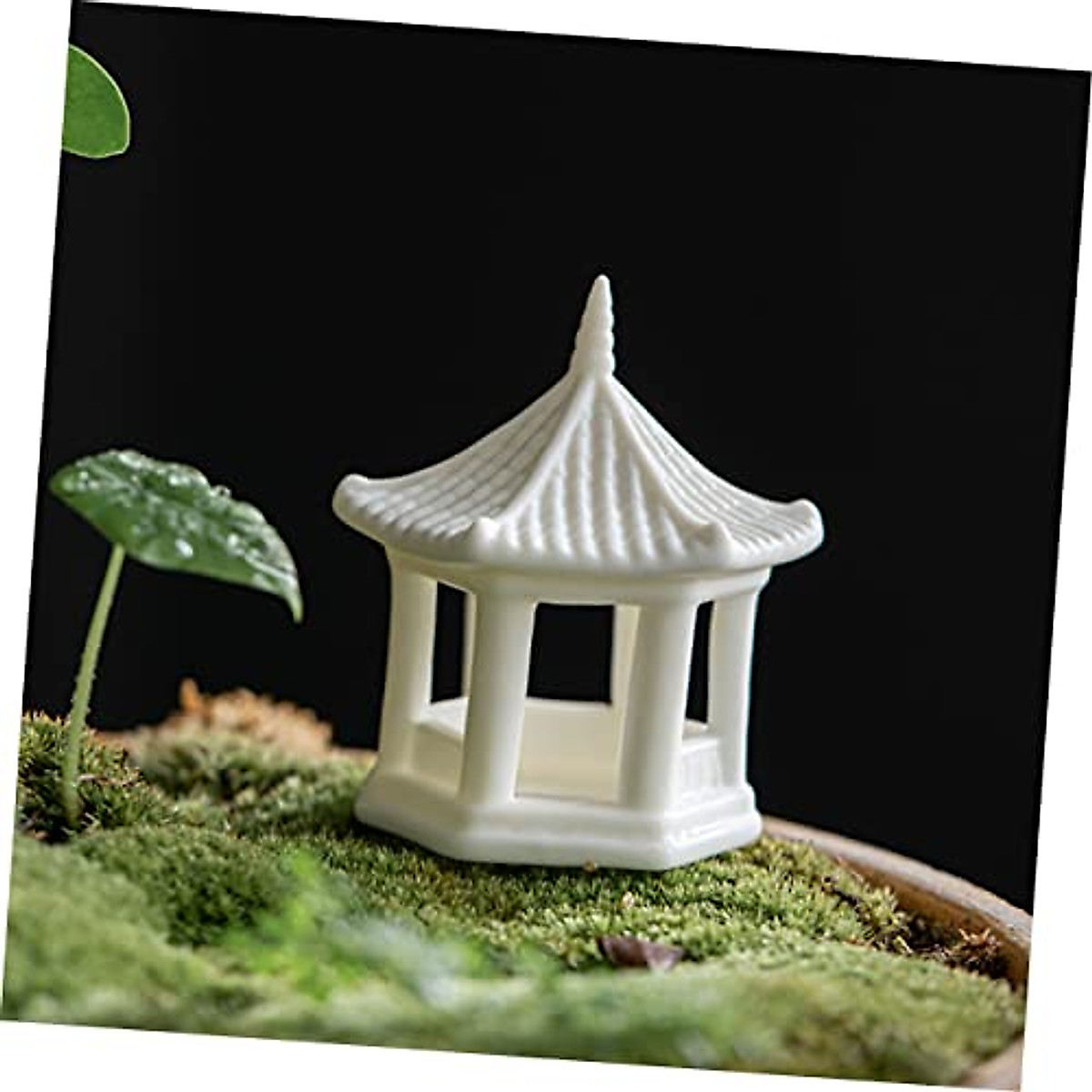 NOLITOY 3pcs Hexagonal Gazebo Ornaments Aquarium Decorations Zen Garden Decoration Fish Tank Mini Pagoda Miniature Pagoda Tabletop Accessories Mini Pavilion Ornament Ceramics Display White