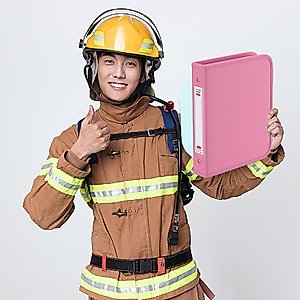 ZOOPIP Fireproof 3 Ring Binder with Zipper, 1.5 Inch D Rings Hold up 375 Sheets of 8.5" x 11" (A4), Compatible with Clear Page Protectors, Built-in Net and Pen Holder(Pink, 1 Pcs)