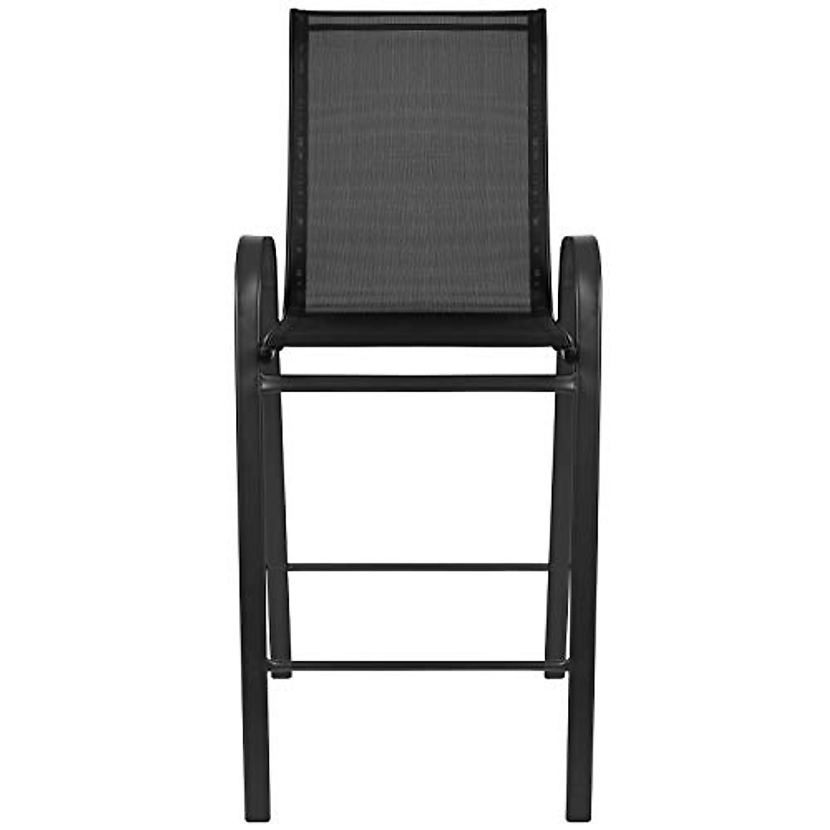 Flash Furniture 2 Pack Brazos Series Black Outdoor Barstool with Flex Comfort Material and Metal Frame