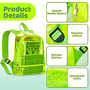 CCelia's Small Clear Backpack For Kids, Preschool Clear backpack For Toddlers, Transparent Backpack For Beach, Highlight Yellow