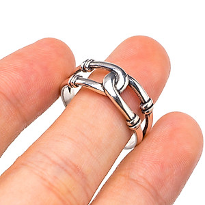 StarGems® Antique Finish Weave Interweave Adjustable Handmade 925 Sterling Silver Vintage Ring 7.25 C2135