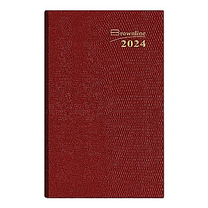 Brownline 2024 Traditional Weekly Pocket Planner, Appointment Book, 12 Months, January to December, Perfect Binding, 4.75" x 3", Assorted Colors (CB303.ASX-24)