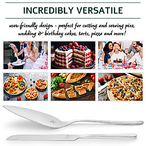 KUNDAGO Cake Cutting Set for Wedding - 2Pcs Cake Cutter and Cake Server Spatula - Food Grade Stainless Steel Cake Serving Set for Home, Wedding or Special Events - Wedding Cake Knife and Server Set