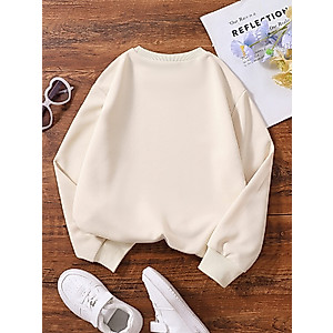 SOLY HUX Girl's Cute Graphic Crew Neck Sweatshirt Long Sleeve Pullover Tops T Shirt Apricot Cat 11-12Y