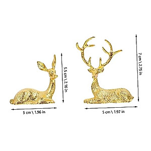 DECHOUS Reindeer Statue 2pcs Ornaments Nativity Ornaments for Themed Party Favor Simulation Elk Ornament Luxury Gift Wrought Iron Alloy Metal Deer Statue Figurine
