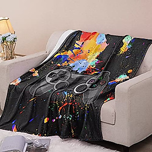 MEALY Gaming Blanket for Boys Kids Teens, Fleece Cozy Game Throw Blanket, Soft Gamer Blanket Video Game Blankets for Men Adults Suit for Bedroom Couch Birthday Gift for Bed Blankets 80 in x 60 in