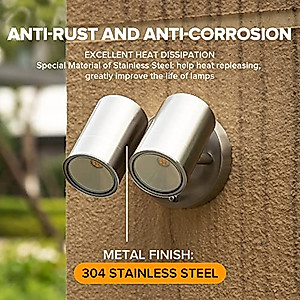 LUTEC 900 Lumen 11W LED Wall Light Outdoor, 3000K Waterproof Stainless Steel Modern Flood Light, Adjustable Dual-Head Exterior Light Fixture Wall Sconce for Porch Patio Garage Garden