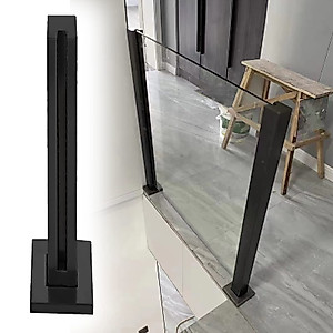 MBROS Extra Long Glass Railing Post Black, Stair Glass Deck Railing System Glass Panels Set, Stainless Steel Glass Balustrade Post for Balcony