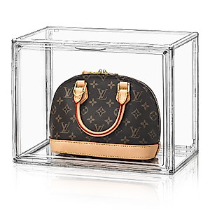 Clear Plastic Handbag Storage Organizer for Closet,Acrylic Purse Organizer with Magnetic Door,Dustproof Book & Cosmetic Display Cases,Large Figures Collectibles Showcase,Shoe Box, Bag Organizer