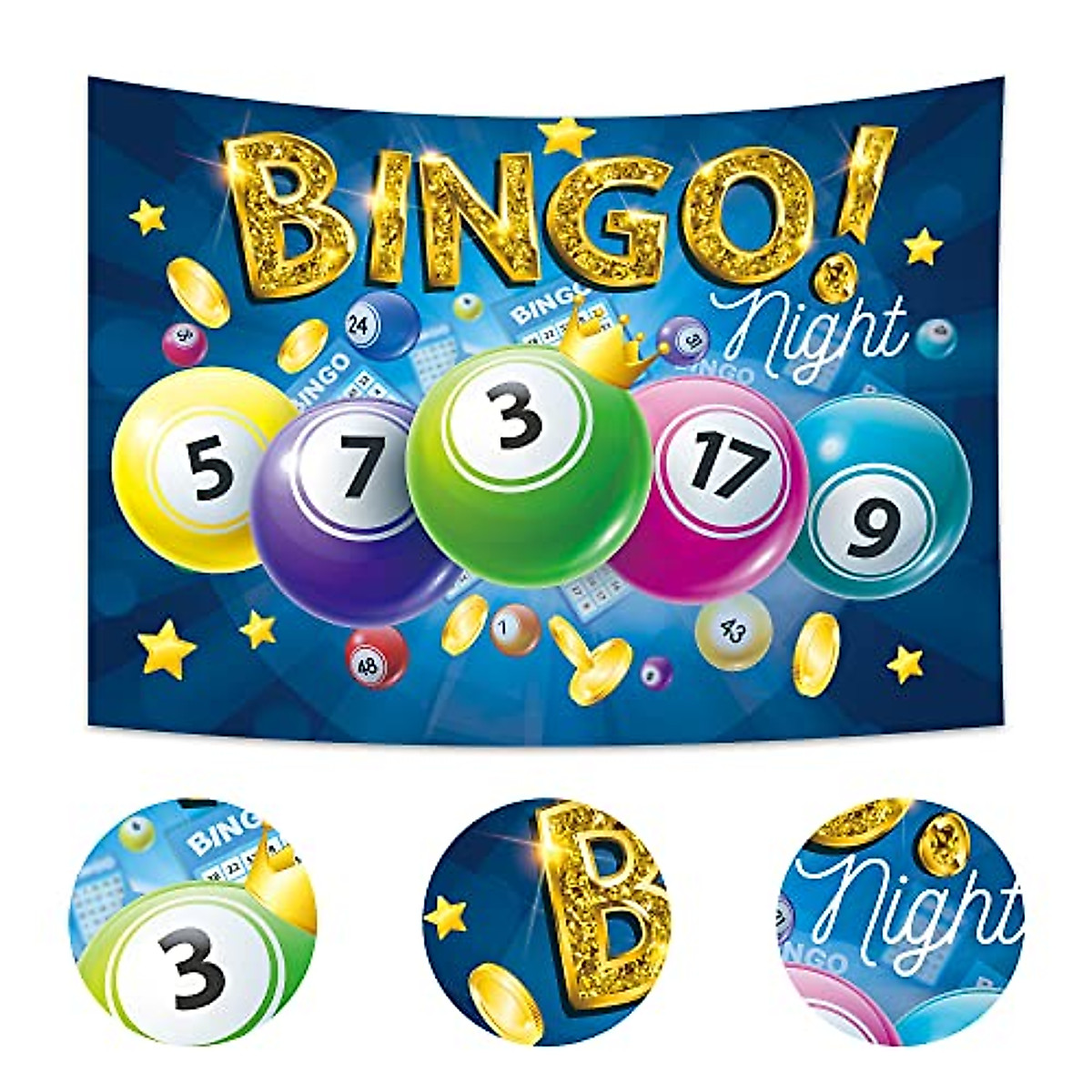Imirell Bingo Night Backdrop 7Wx5H Feet Snooker Game Time Cards Contest for Bingo Winning Ball Party Photography Backgrounds Decorations Photo Shoot Decor Props