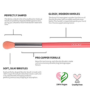 Docolor Makeup Brushes 10Pcs Makeup Brush Set Premium Synthetic Powder Foundation Contour Blush Concealer Eye Shadow Blending Liner Make Up Brush Kit - Neon Peach