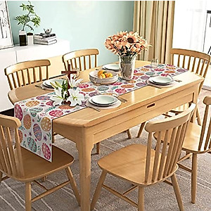 Nepnuser Linen Happy Easter Table Runner Spring Easter Egg Decoration Farmhouse Home Dining Room Kitchen Table Decor (13" x 72")