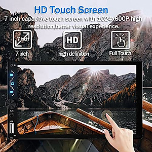 Double Din Car Stereo with Dash Cam,7 Inch Full HD Touchscreen Car Stereo Receiver Support with Apple Carplay and Android Auto,Car Stereo with Bluetooth,Mirror Link,Backup Camera,FM/USB/AUX/Subwoofer