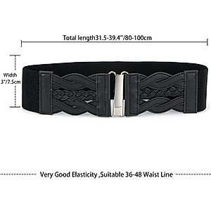 NociHah Vintage Stretch Belt for Women - Retro Elastic Wide Belts for Big Wais Ladies Dresses