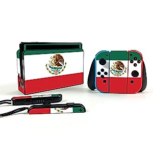 MightySkins Skin Compatible with Nintendo Switch OLED - Mexican Flag | Protective, Durable, and Unique Vinyl Decal wrap Cover | Easy to Apply, Remove, and Change Styles | Made in The USA