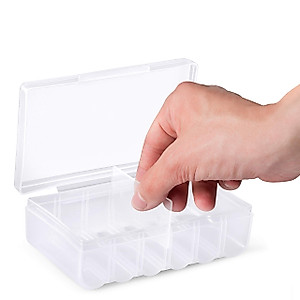GlossyEnd Set of 4 - Two AA and Two AAA Battery Storage Box, Battery Storage Case, Battery Holder Clear