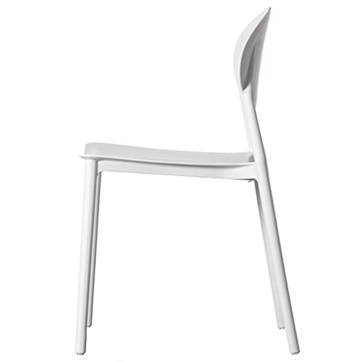 Fabulaxe Modern Plastic Outdoor Dining Chair with Open Oval Back Design, White Set of 2