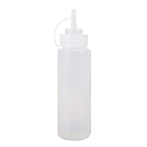 lasenersm 1 Piece Plastic Squeeze Bottle Plastic Squeeze Condiment Bottle Ketchup BBQ Sauce Dispensing Bottle with Twist On Cap Lids for Sauce Ketchup Craft Paint(12 Oz, White)