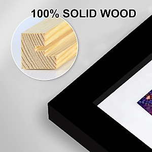 Betionol Diamond Painting Frames Set of 4, Display 12x16in/30x40cm Diamond Painting Kits or Photos, Black Natural Solid Wood Picture Frame with Acrylic Protection Glass, Back Mat And Hanging Kit