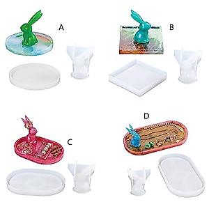 Rabbit Tray Resin Mould,Jewelry Storage Tray Mould Fruit Serving Plate Silicone Mould Resin Casting Mold for Desk Decor