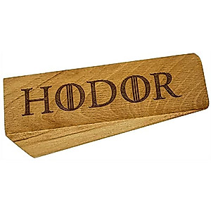 Natural Door Stop Hodor Stopper Elms Wood Ulmaceae Strong Hold Anti- Slip Rubber Wedge GOT Compatible with Every Surface 2 Pack Gift Engraved Merchandise Gag