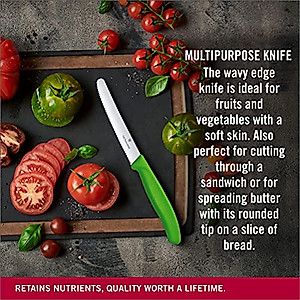 Victorinox Swiss Classic 4.3-inch Wavy Edge Tomato and Table Knife, Green