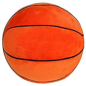 CASAGOOD 10 Inch Fluffy Round Basketball Hugging Pillow Stuffed Basketball Plush Toy Soft Plushies Basketball Throw Pillows Kids' First Basketballs Plush Toys Gift for Kids Or Baby