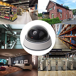 Lebote (4 Pack) Fake Dummy Security Camera CCTV Dome Camera with Flashing Red LED Light Dummy Surveillance Camera Outdoor Indoor Use for Home Security