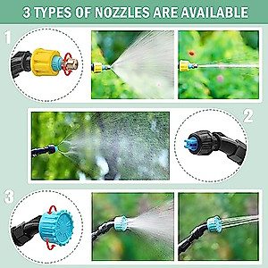 Garden Sprayer 1.35Gallon/5L Battery Powered Sprayer with USB Rechargeable Handle, Weed Sprayer with 3 Mist Nozzles, Portable Electric Sprayer with Shoulder Strap for Cleaning, Lawn, Green