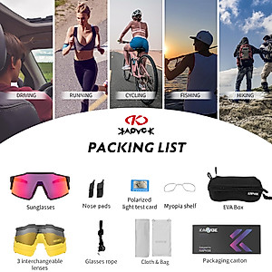 KAPVOE Polarized Cycling Glasses with 4 Interchangeable Lenses TR90 Sports Sunglasses Women Men Running MTB Bike Bicycle Accessories 01 Red Black