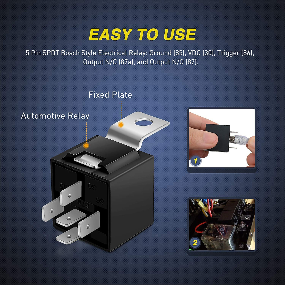 Nilight SPDT Relay Replacement 12V 5 Prong SPDT Auto Tilt Trim Relay (Pack of 10) 40/30 AMP Electrical Power Relay Switch 5 Pin Bosch Style Relay for Automotive Cars Marine Boats,2 Years Warranty