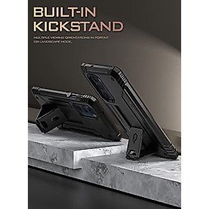 Poetic Revolution Case for Moto Edge Plus 5G 6.7" (2022) / Edge+ 5G UW (2022), Model # XT2201, Full-Body Rugged Shockproof Protective Cover with Kickstand and Built-in-Screen Protector, Black