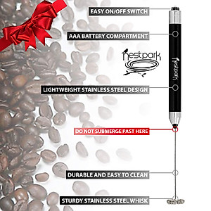 Nestpark Portable Drink Mixer Small Handheld Electric Stick Blender - Cordless and Battery Operated Bulletproof Keto Coffee Blender