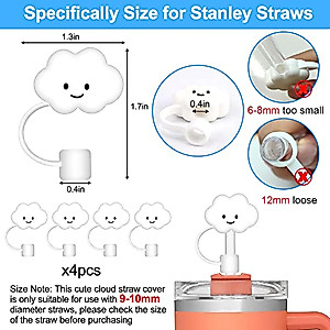 XANGNIER Cloud Straw Covers Cap for Stanley Cup,4 Pcs 9-10 MM Silicone Drinking Straw Topper Plug for Stanley 30&40 Oz Tumbler,Straw Tip Covers for Stanley Cups Accessories,Cloud Shape Straw Protector