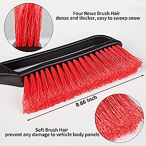 FOVAL 27" Snow Brush with Wider Ice Scraper (4.73" Width)(2 Pack), Snow Removal Car Brush with Comfortable Foam Grip for Cars, Trucks, SUVs, Windshield (Heavy Duty ABS, PVC Brush)(Red)