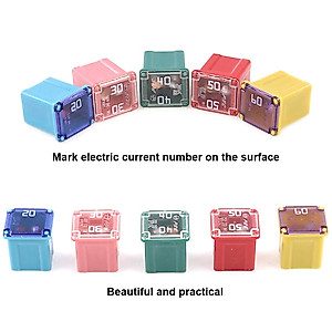 Glarks 10Pcs Automotive Low Profile Box Shaped Mini Fuse 20A 30A 40A 50A 60A Fuse Assortment Kit for Ford, Chevy/GM, Nissan, and Toyota Pickup Trucks, Cars and SUVs