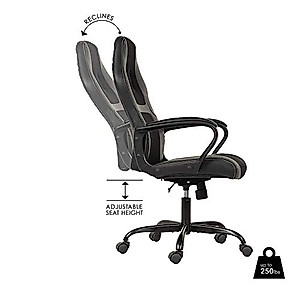Office Chair PC Gaming Chair Cheap Desk Chair Ergonomic PU Leather Executive Computer Chair Lumbar Support for Women, Men (Black)