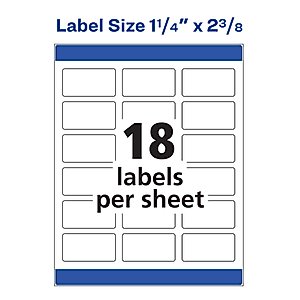 Avery Print-to-The-Edge Printable Address Labels with Sure Feed, 1-1/4" x 2-3/8", White, 450 Blank Mailing Labels (06871)