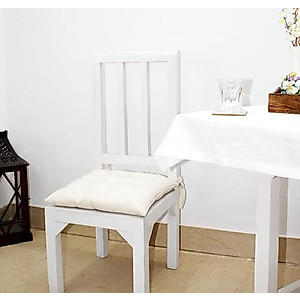 COTTON CRAFT Chair Cushion Pads - Set of 4 - Ellora Natural - Dining Kitchen Office Chair Seat Cushion with Ties - Durable Cotton Fabric - Thick Comfy Poly Fill - Indoor Use - 17x17 in – Natural Ivory