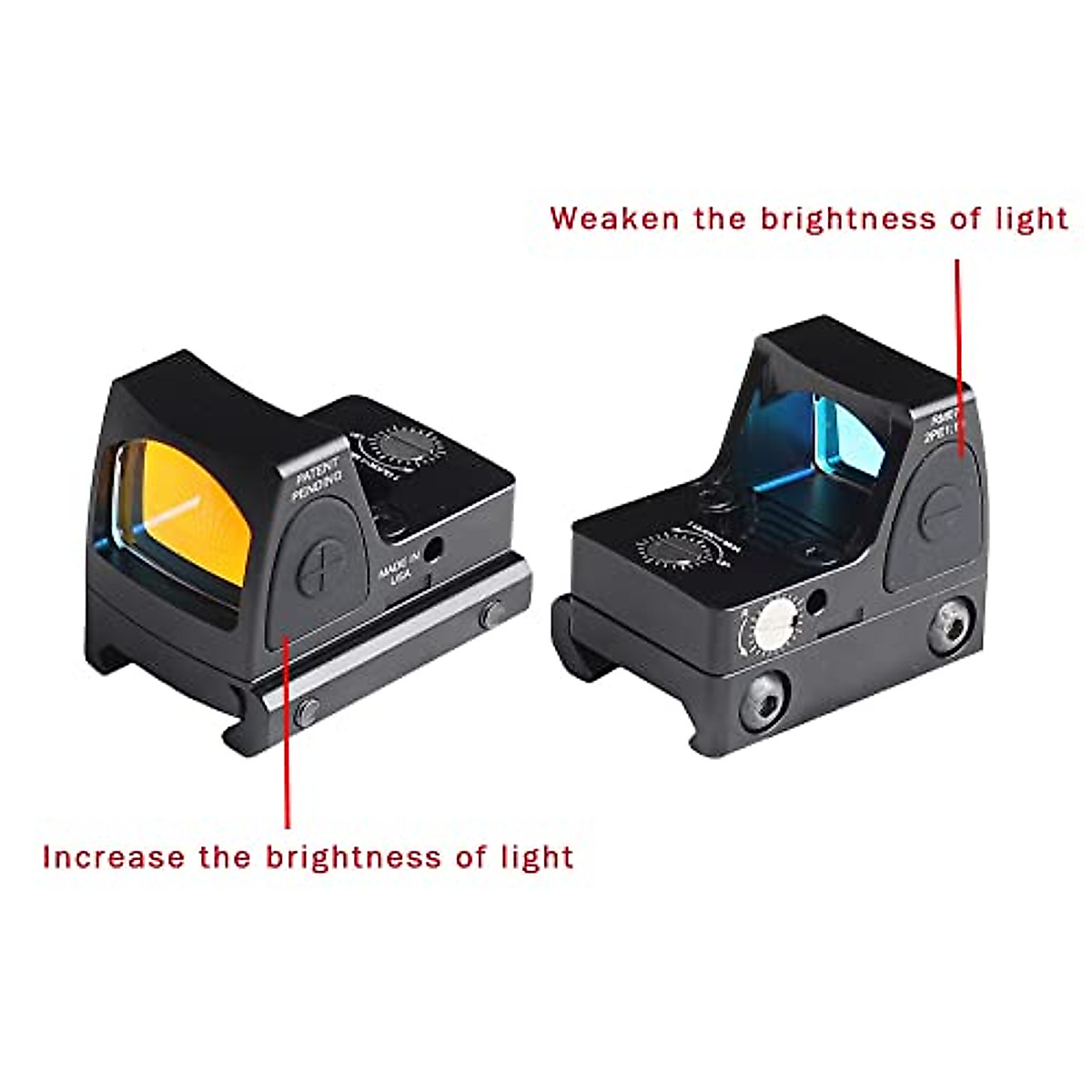 Tactical RMR Red Dot Sight, 20mm Mount Pistol Handgun Shunting Red Dot, 2 MOA Adjustable Reflex Sight Pistol Scope Without Battery