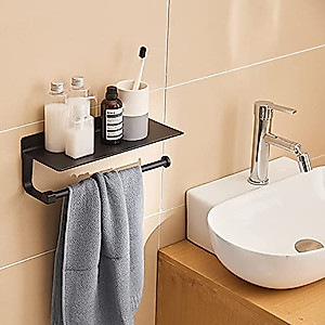 Hand Towel Holder for Bathroom - Paper Towel Holder Wall Mount - for Bathroom Black Paper Towel Holder with Shelf -Kitchen Towel Holder Black
