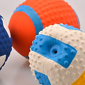 hionre Dog Cat High Elastic Cotton Stuffed Latex Ball Toy Sounding Soccer Rugby, Safe and Durable Teeth Cleaning Tool Pet Accessory - S 4