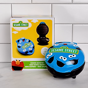 Uncanny Brands Cookie Monster Mini Waffle Maker - Sesame Street Kitchen Appliance
