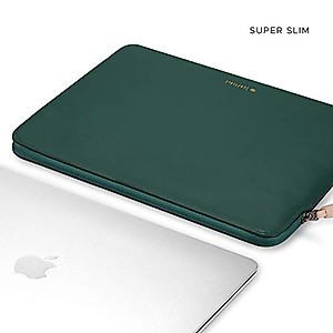 Comfyable Slim Protective Laptop Sleeve 13-13.3 Inch Compatible with 13 Inch MacBook Pro & MacBook Air, PU Leather Bag Waterproof Cover Notebook Computer Case for Mac, Green