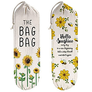 WELLBANEE 2Pcs Sunflower Plastic Bag Holder for Kitchen, The Bag Bag, Plastic Bag Organizer- PB001