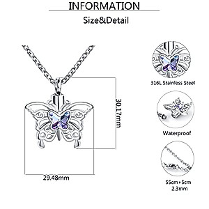 LuxglitterLin Butterfly Urn Necklace for Ashes for Ashes Animal Cremation Jewelry Keepsake Memorial Pendant Jewelry for Women Girls