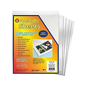 Hygloss Products Acetate Sheets for Crafts, Clear Overhead Projector Sheets Acetate-Like, For Arts And Craft Projects and Classrooms, Not for Printers, 8.5” x 11”, 48 Pack